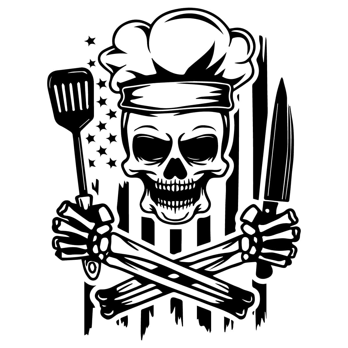 Us Skull Chef SVG Skull SVG American Cook SVG | Inspire Uplift