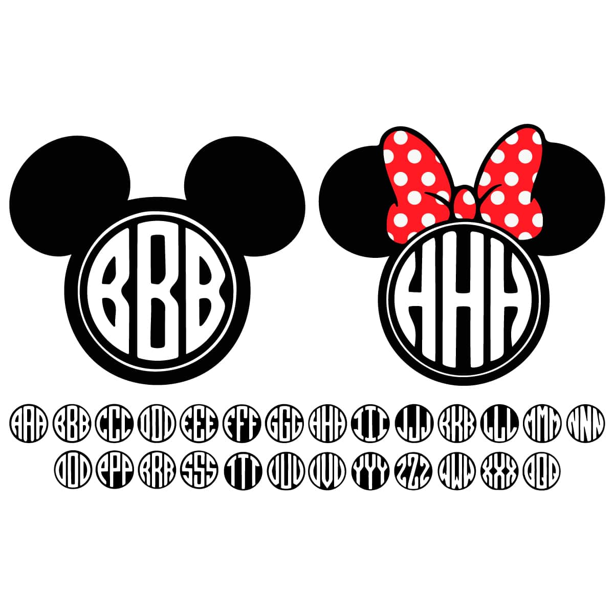 Mickey Minine Mouse SVG PNG Disney SVG Minnie Mouse Monogram | Inspire ...