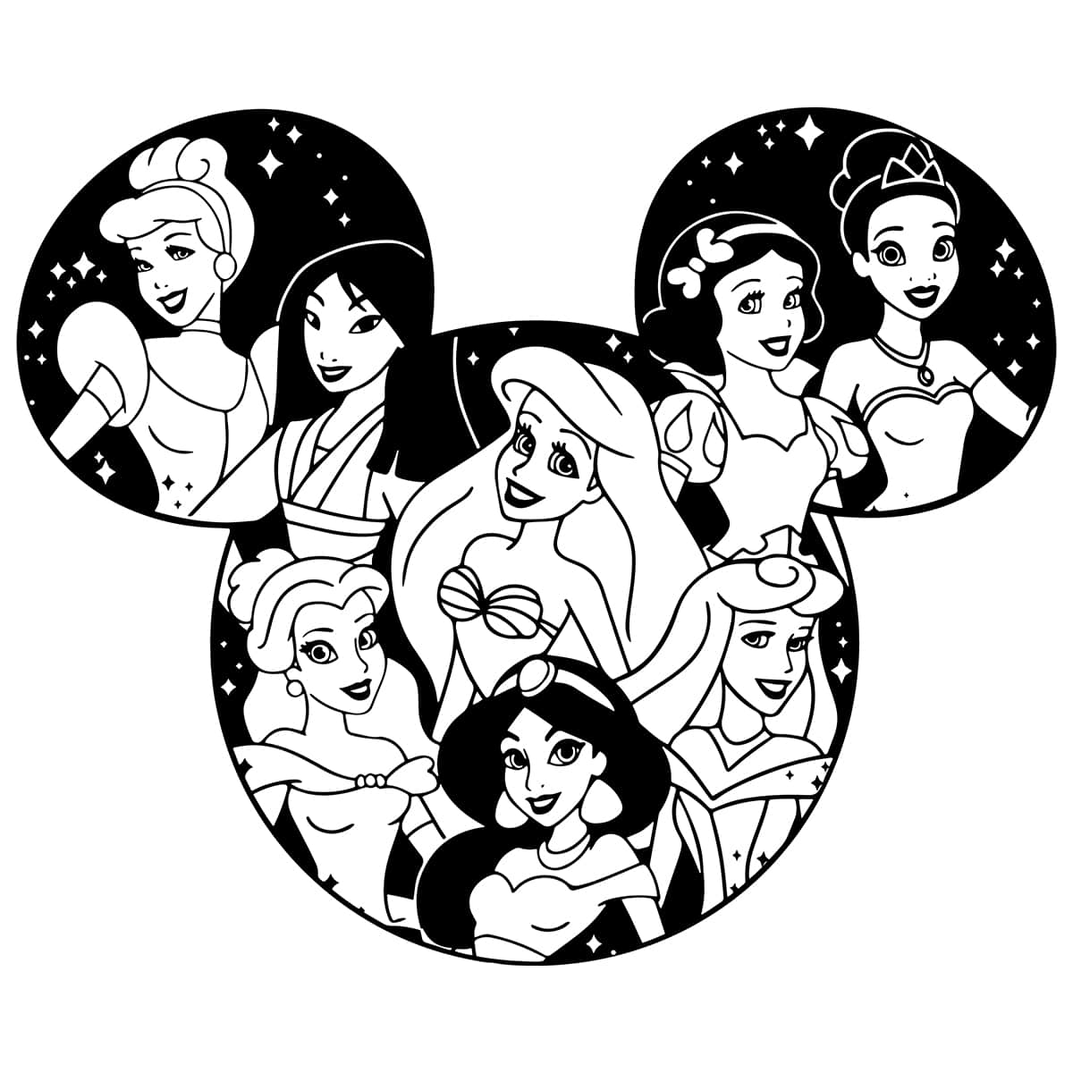 Disney Princess SVG Disney Mickey Head SVG Disney Princesses | Inspire ...