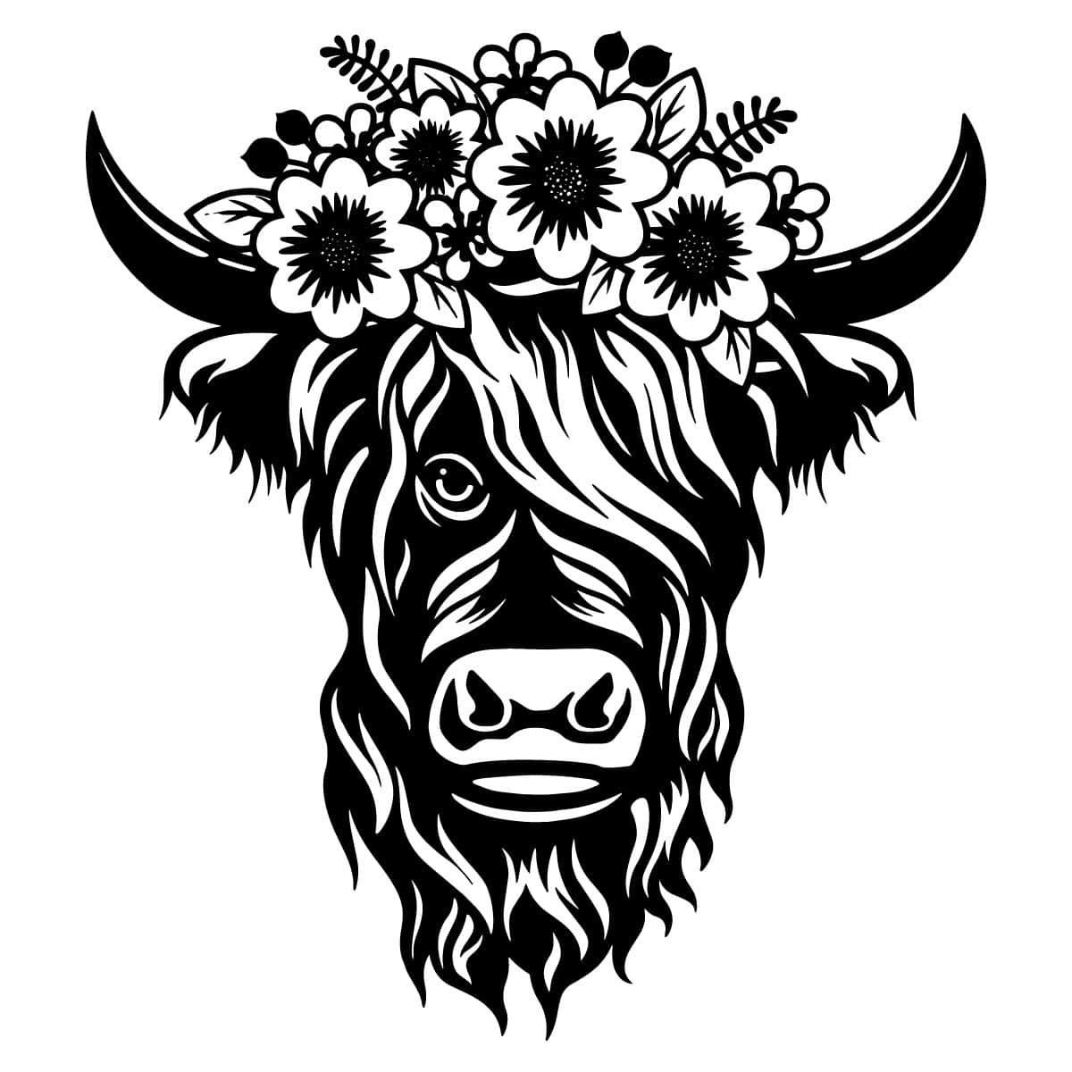 Floral Highland Cow SVG Cow SVG Highland Cow SVG Floral Anim | Inspire ...