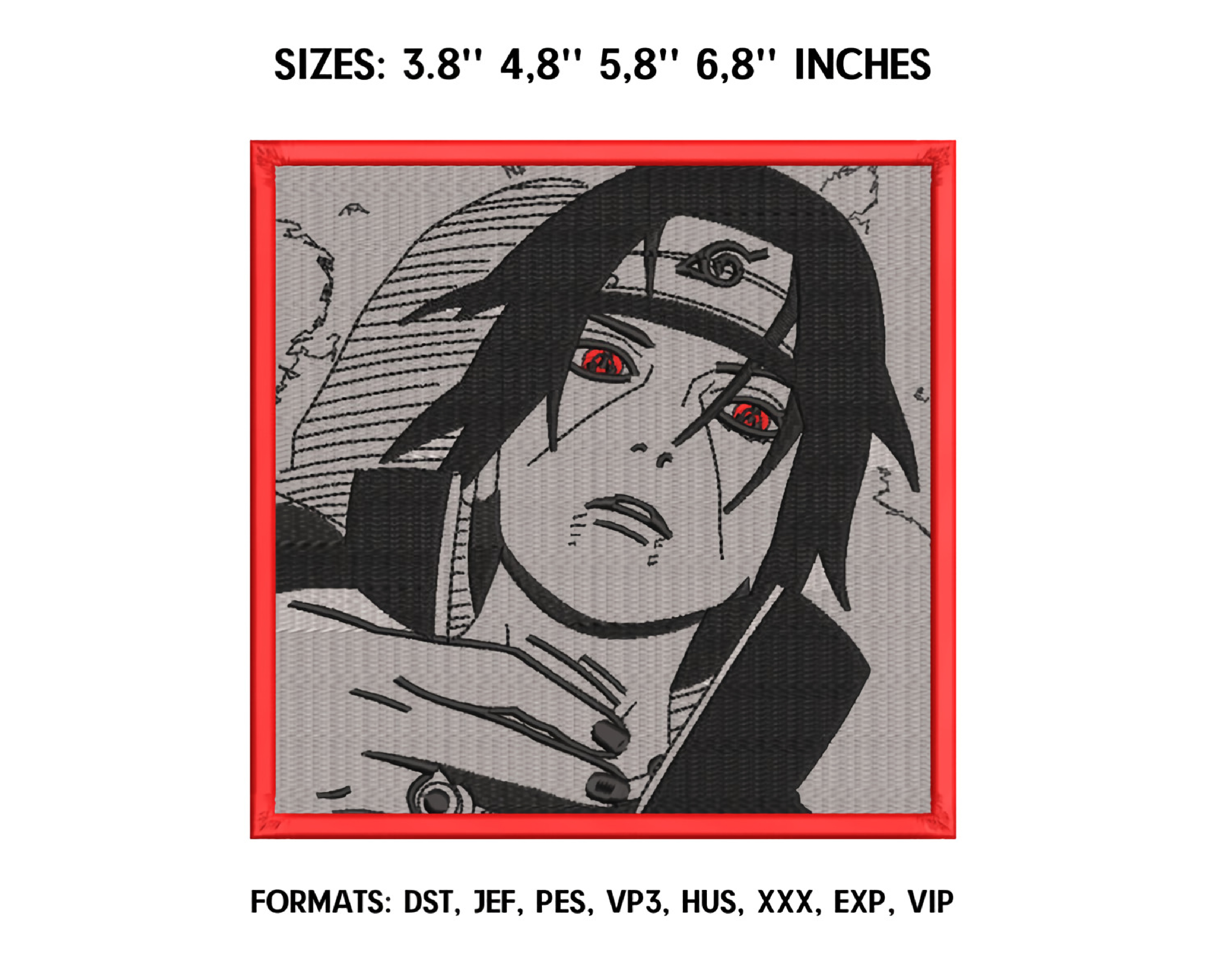 ITACHI Anime Embroidery Design, Itachi Uchiha Anime Embroide | Inspire ...