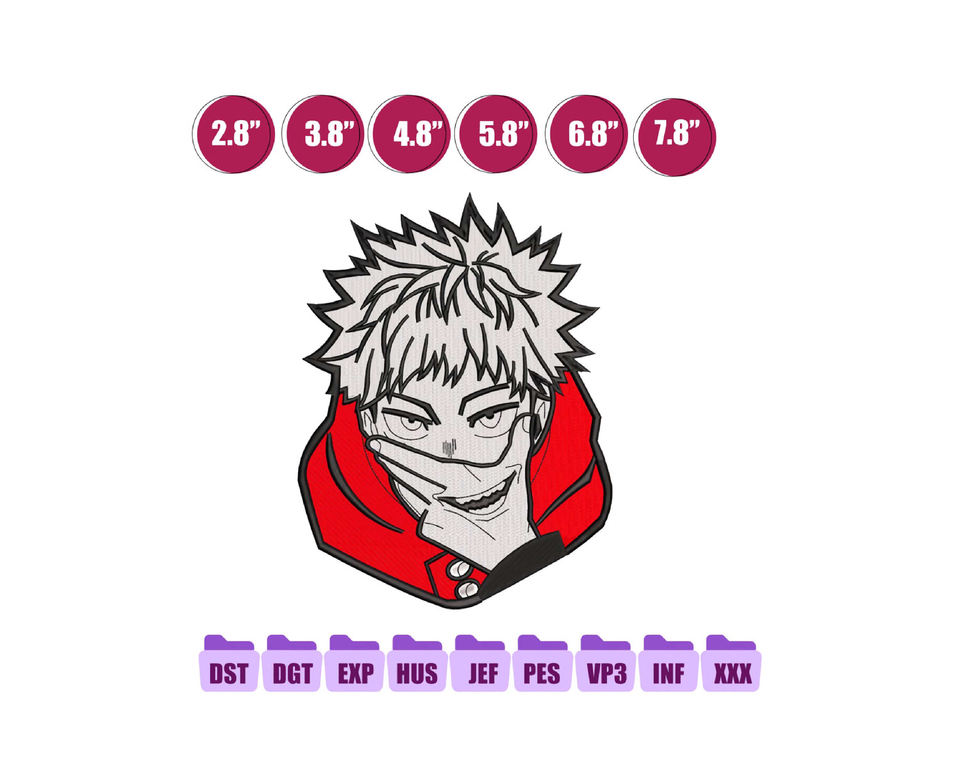 Yuji Itadori Anime Embroidery Design, Anime Embroidery Desig | Inspire ...