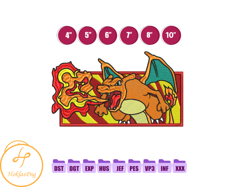 Charizard Anime Embroidery Design, Anime Embroidery Design 2 | Inspire ...