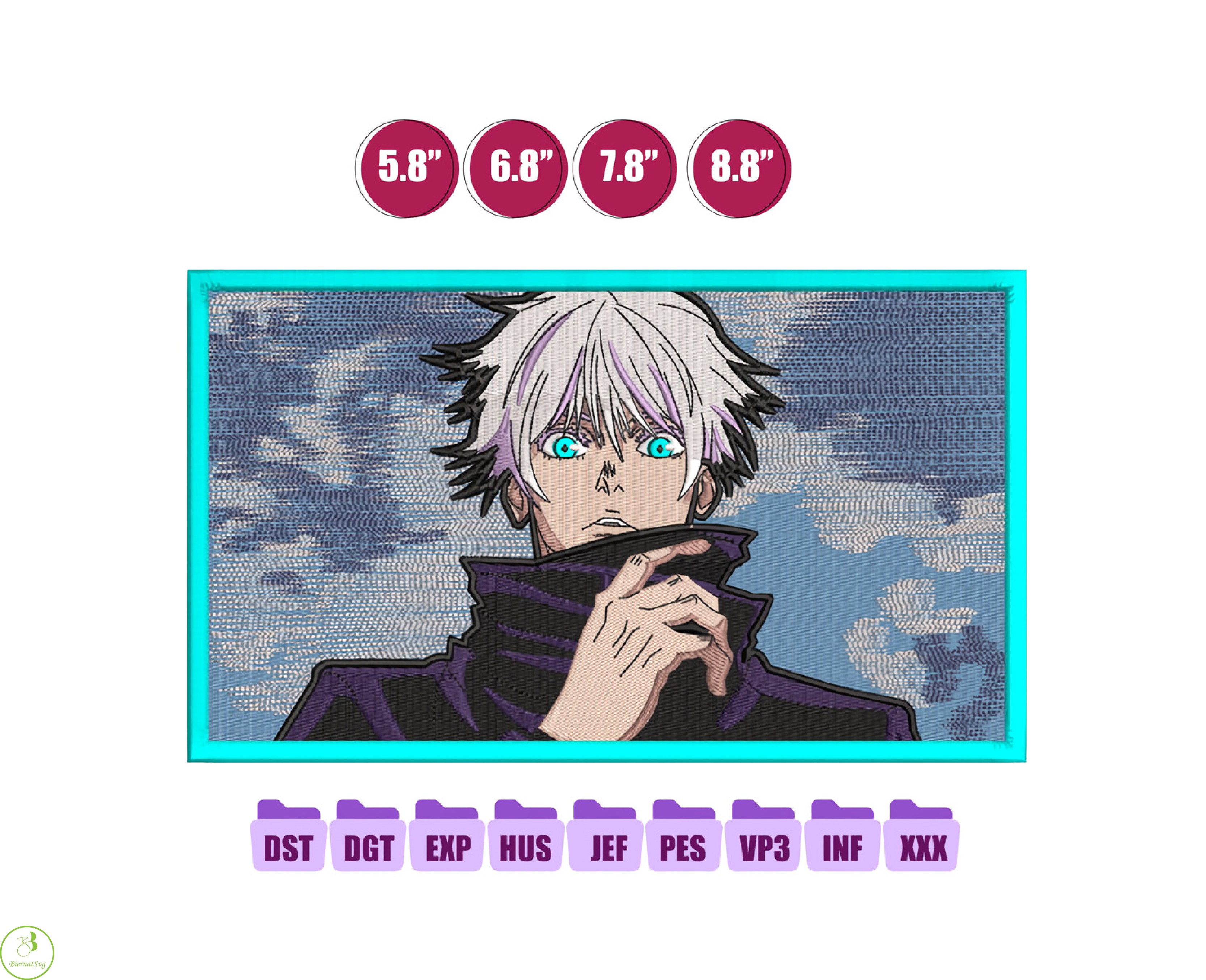 Gojo Satoru Anime Embroidery Design, Anime Embroidery Design | Inspire ...