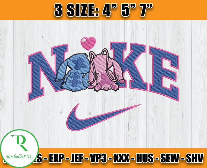 Stitch and Angel Nike Embroidery Design, Disney Nike Machine | Inspire ...
