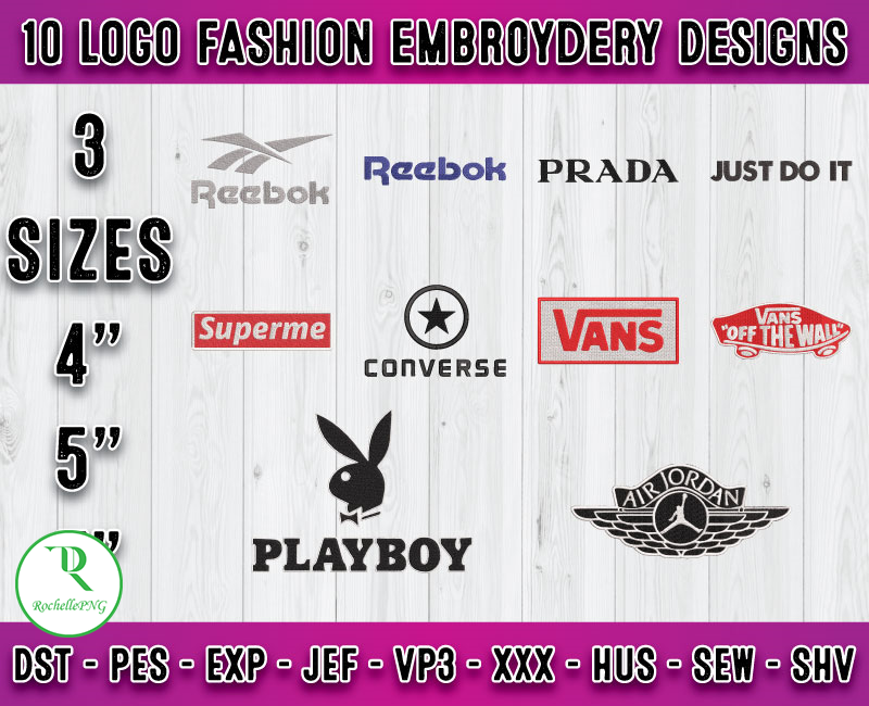 Bundle 10 Designs Logo Fashion Embroidery, embroidery design | Inspire ...