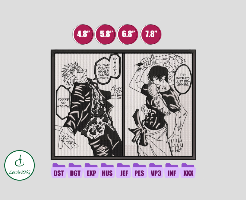 Gojo vs Toji Fushiguro Manga Anime Embroidery Design, Anime | Inspire ...