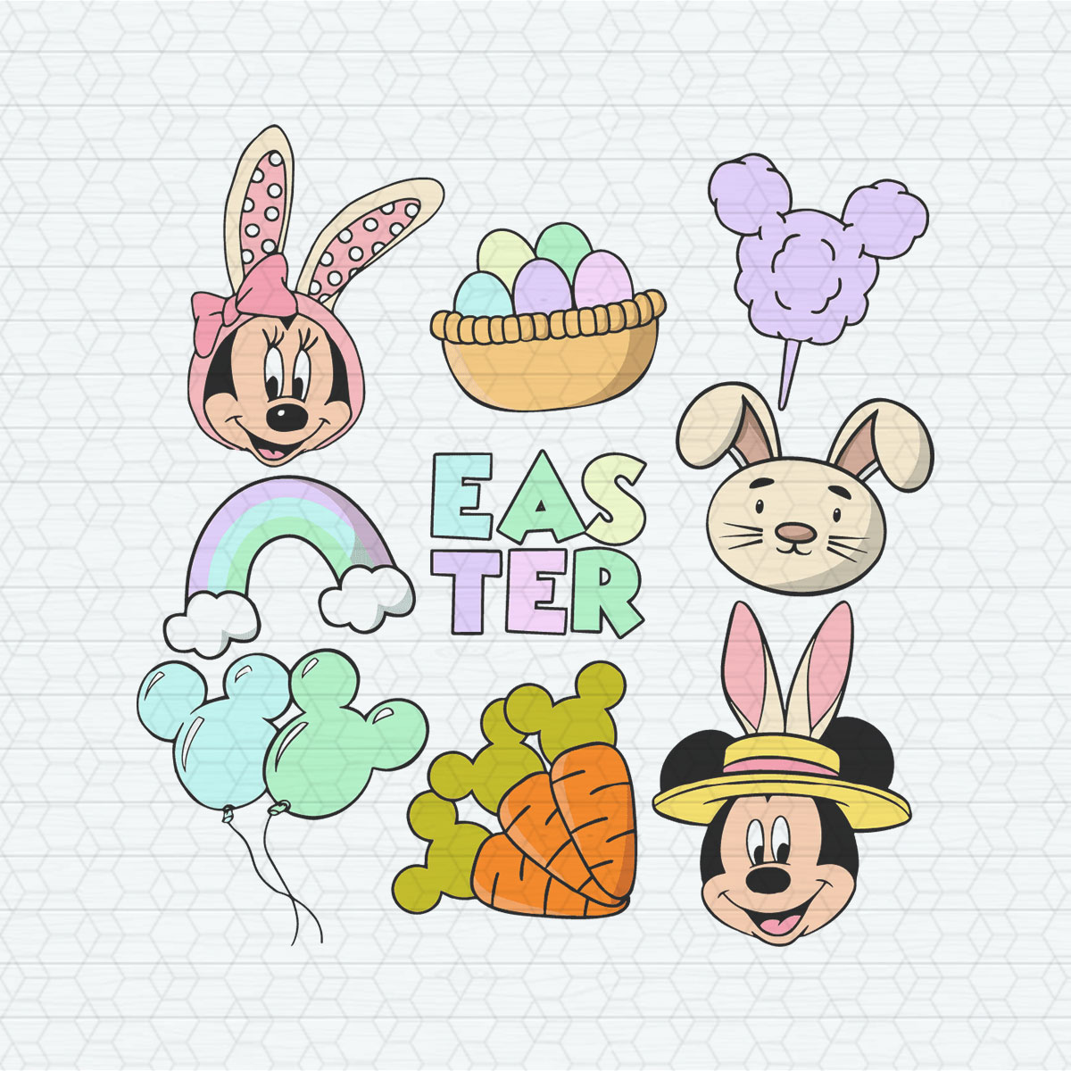 Groovy Disney Easter Characters Bunny SVG | Inspire Uplift