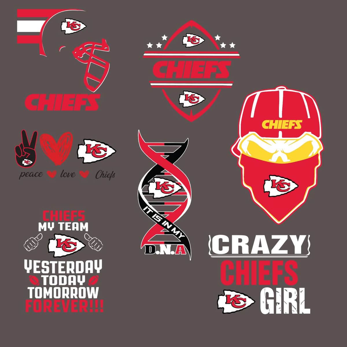 Kansas City Chiefs Logo SVG Bundle, 7 Designs | Inspire Uplift