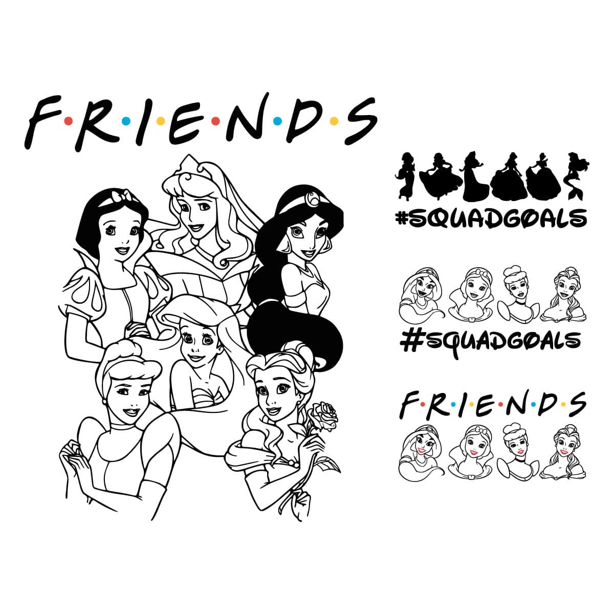 Disney Princess Friends Bundle SVG Silhouette Disney SVG Car - Inspire ...