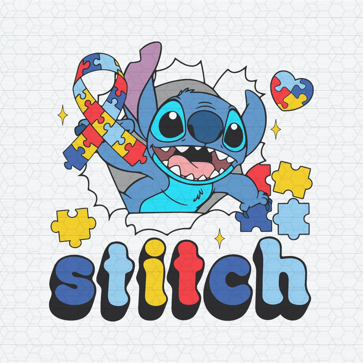 Stitch Autism Awareness Ribbon SVG - Inspire Uplift