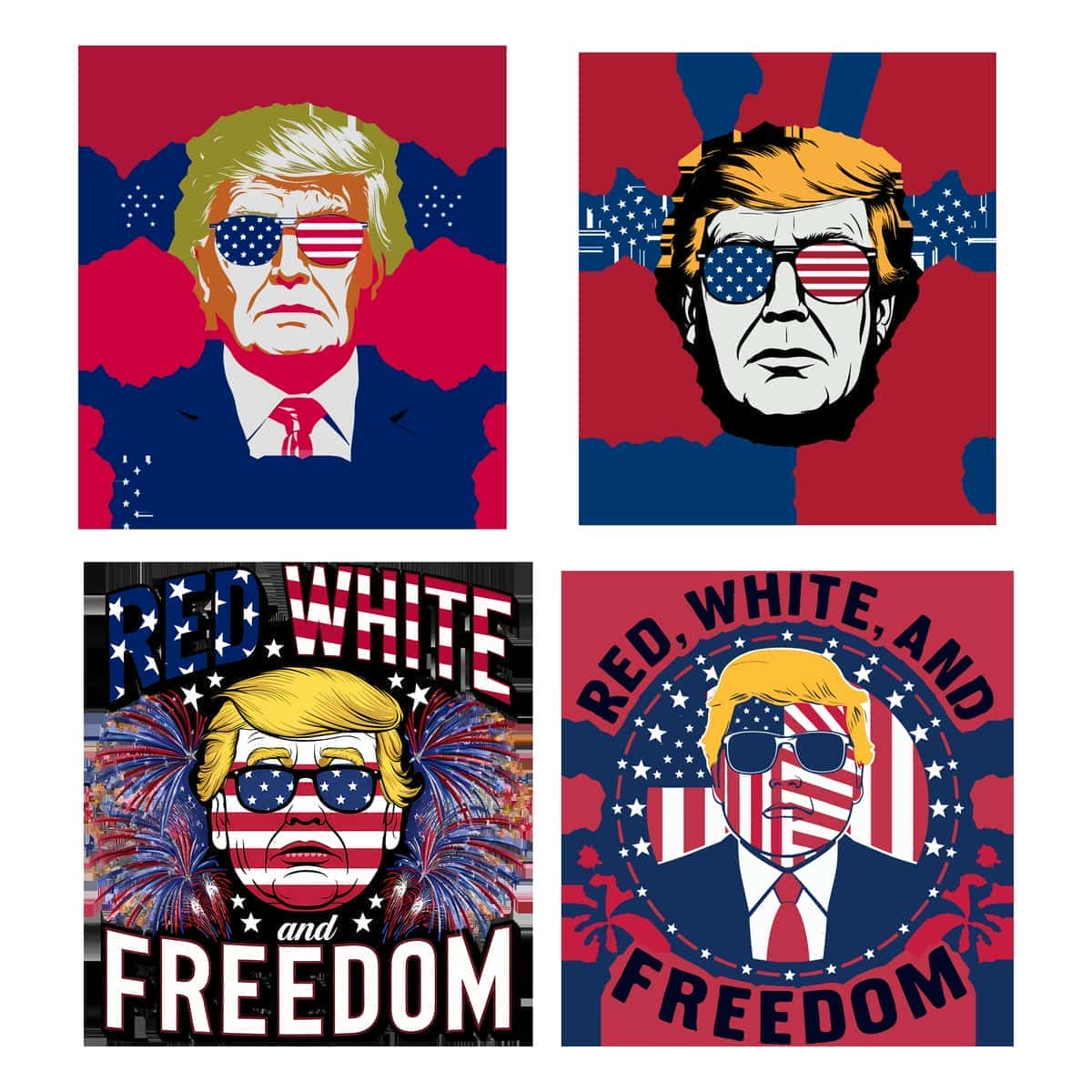 4 Files Donald Trump Red White And Freedom SVG PNG Bundle | Inspire Uplift