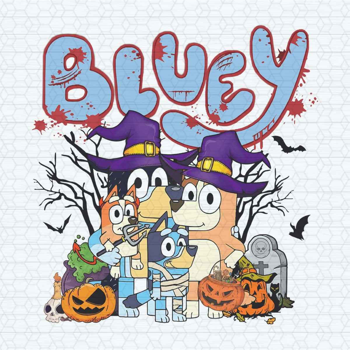 Horror Bluey Halloween Spooky Vibes PNG | Inspire Uplift