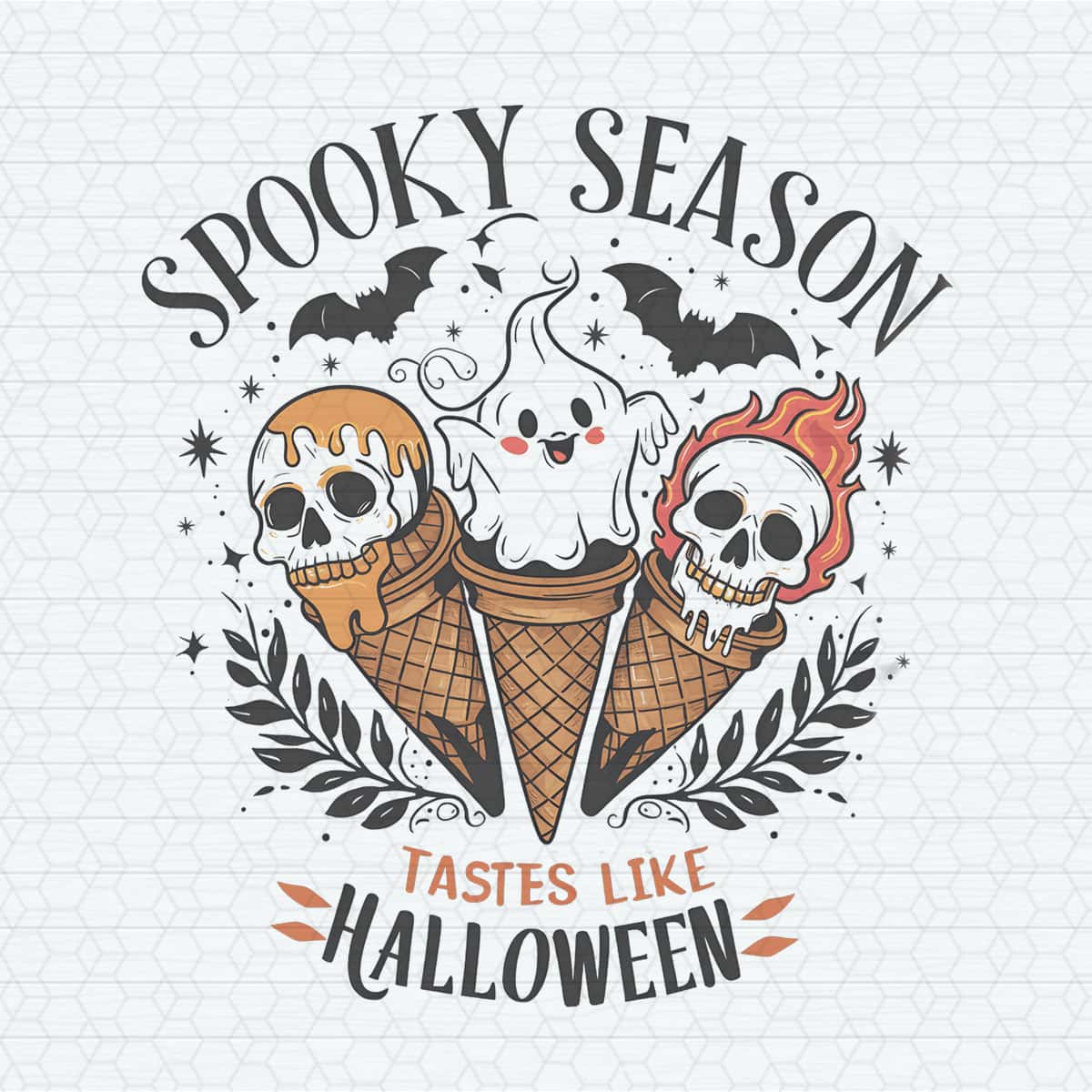 Ice Cream Cones Spooky Season Tastes Like Halloween PNG | Inspire Uplift