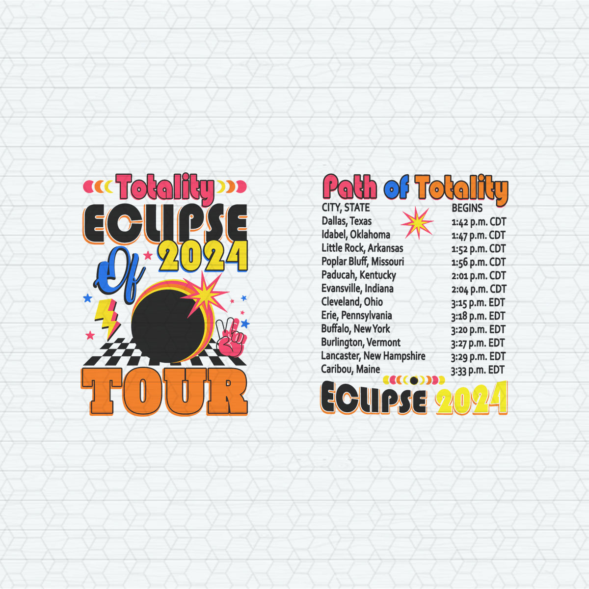 Retro Totality Eclipse Of 2024 Tour SVG | Inspire Uplift