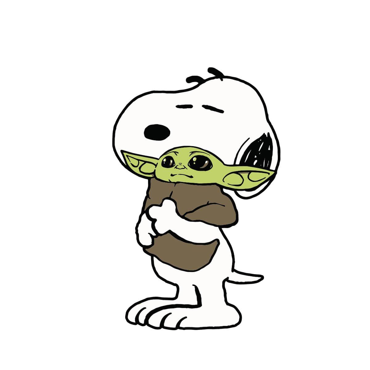 Snoopy Hug Baby Yoda Peanuts Cartoon SVG | Inspire Uplift