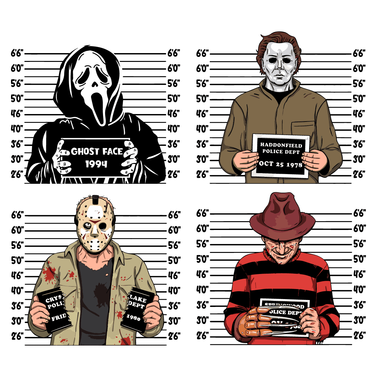 Horror Killers Mugshot PNG Scary Movie File Design | Inspire Uplift
