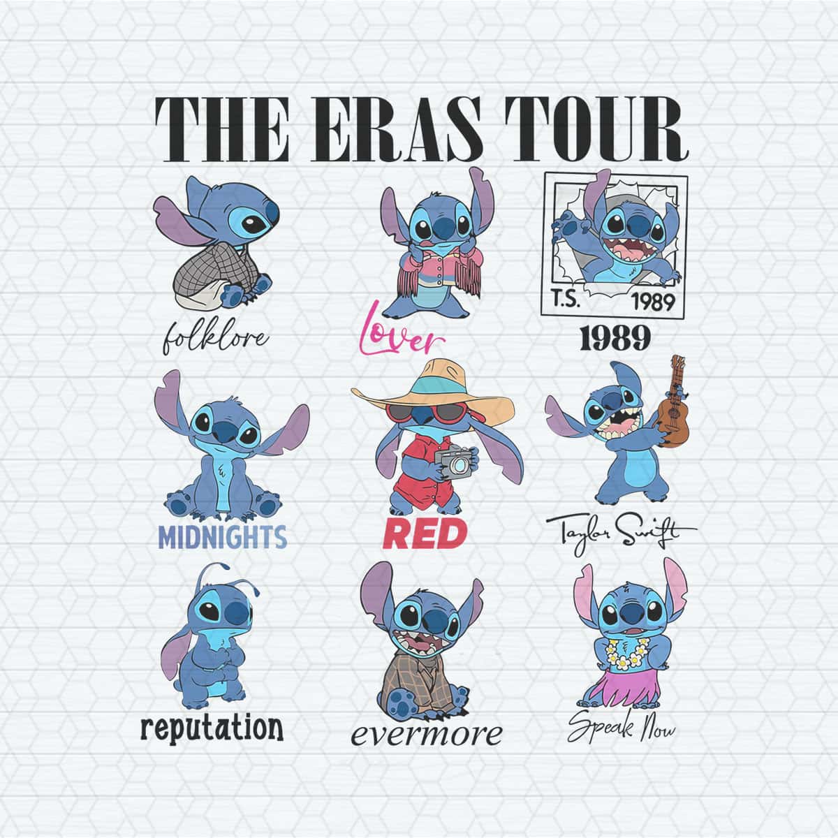 Stitch Version The Eras Tour Taylor Albums PNG | Inspire Uplift