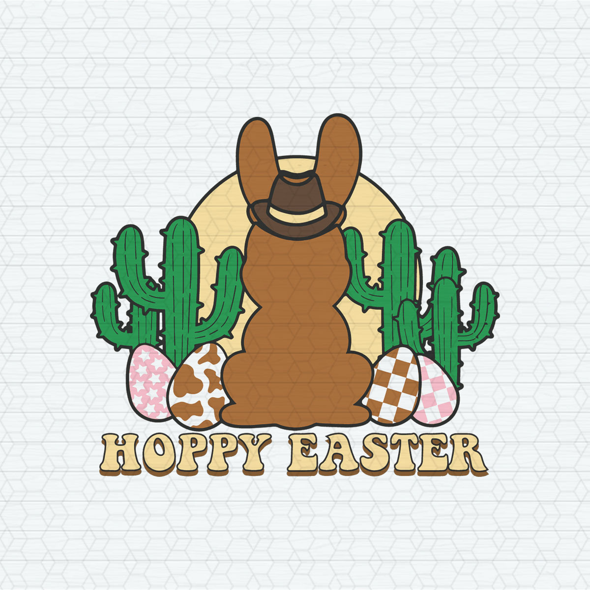 Vintage Hoppy Easter Bunny Cowboy SVG - Inspire Uplift