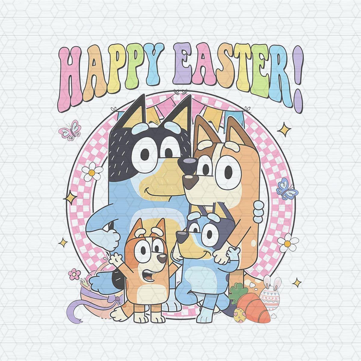 Funny Happy Easter Bluey Family Easter Eggs PNG | Inspire Uplift