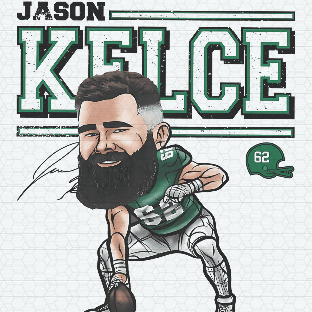 Jason Kelce 62 Eagles Football Player PNG | Inspire Uplift