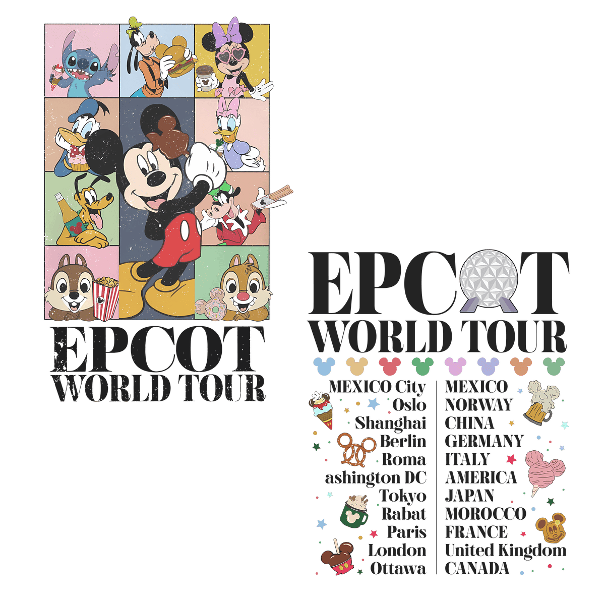 Vintage Mickey And Friend Epcot World Tour PNG | Inspire Uplift