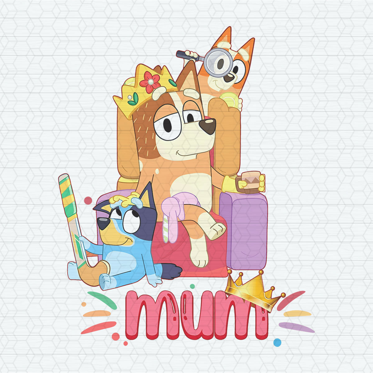 Bluey Mum Chilli Heeler And Bingo PNG - Inspire Uplift