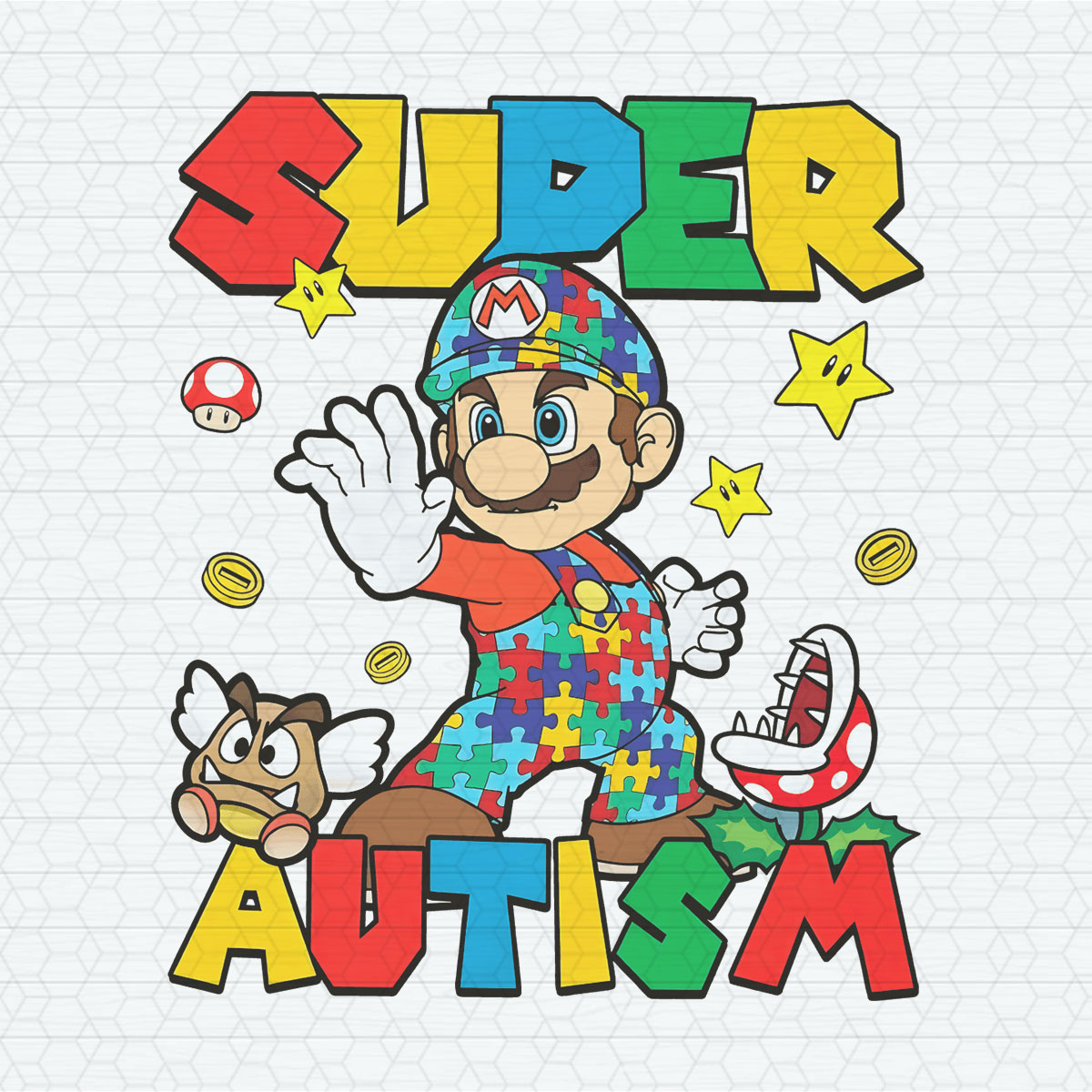 Retro Super Mario Super Autism PNG | Inspire Uplift