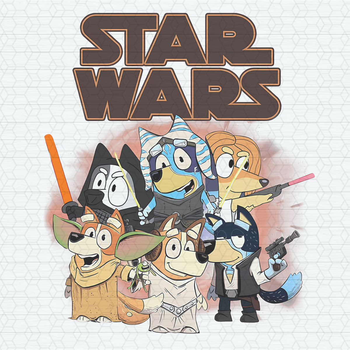 Retro Bluey Star War Friends PNG | Inspire Uplift