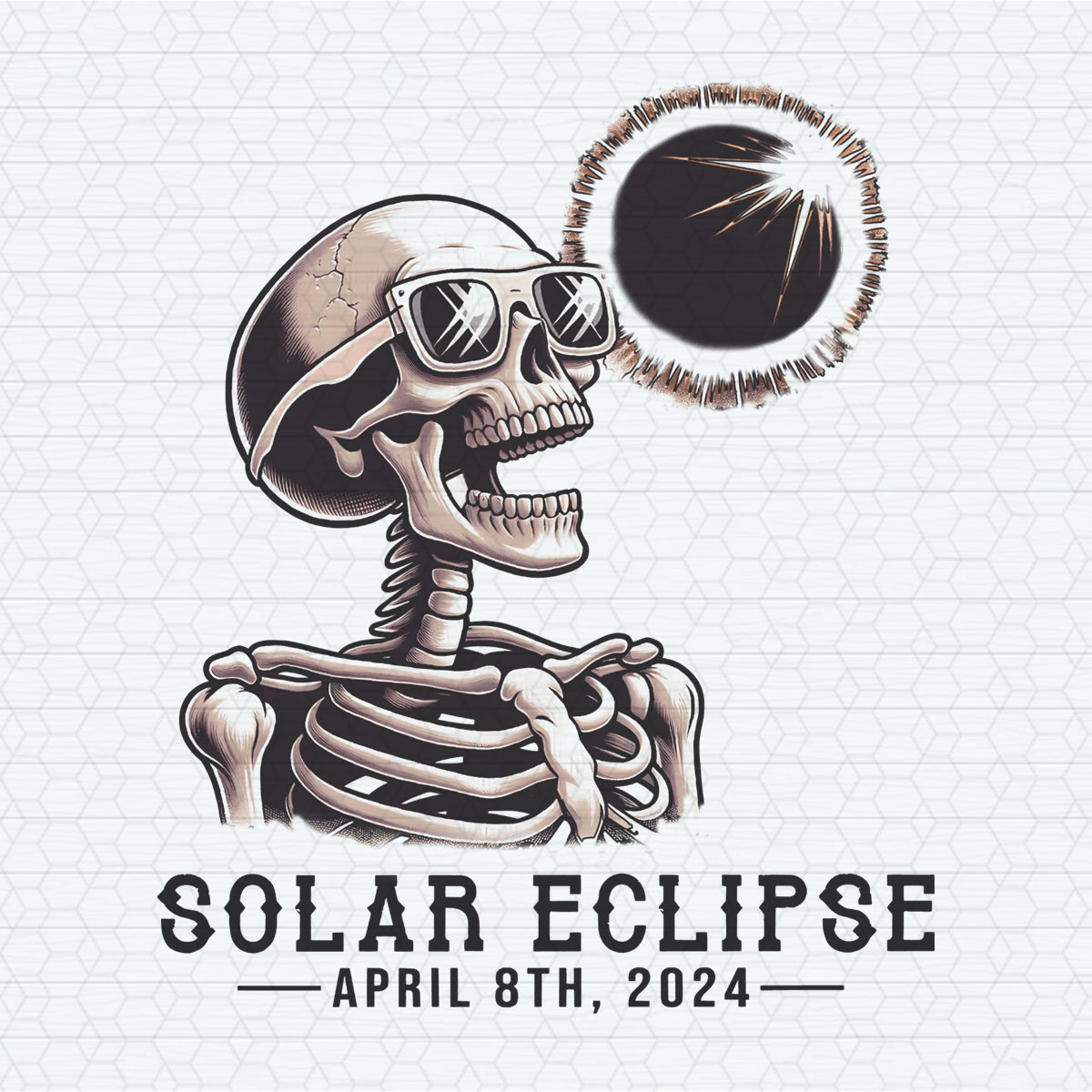 Funny Skeleton Solar Eclipse 2024 PNG - Inspire Uplift