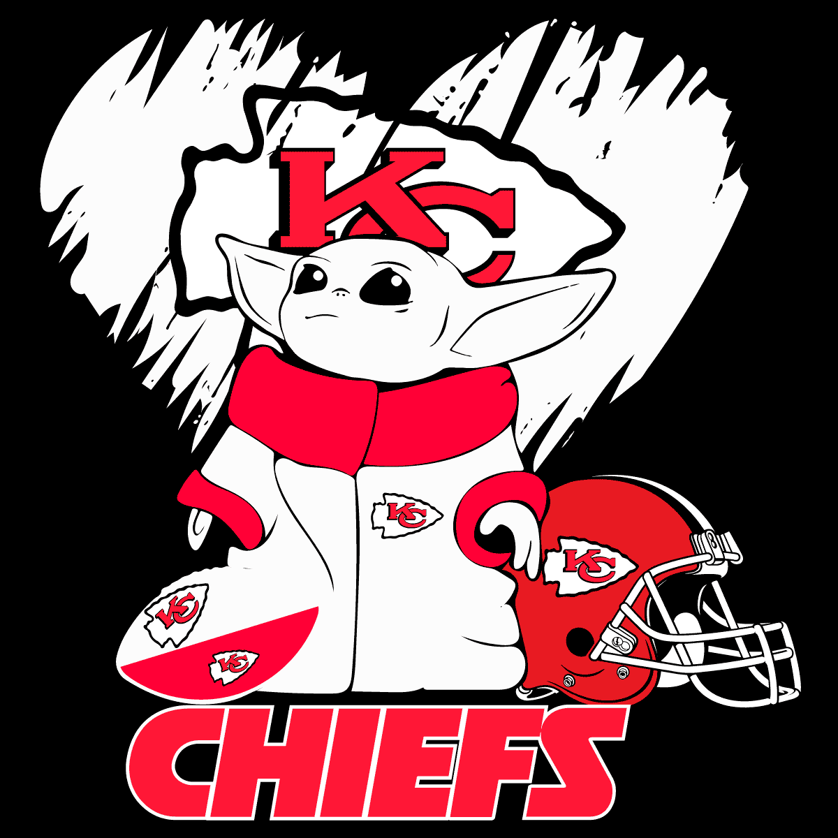 Baby Yoda Love Kansas City Chiefs Logo SVG | Inspire Uplift