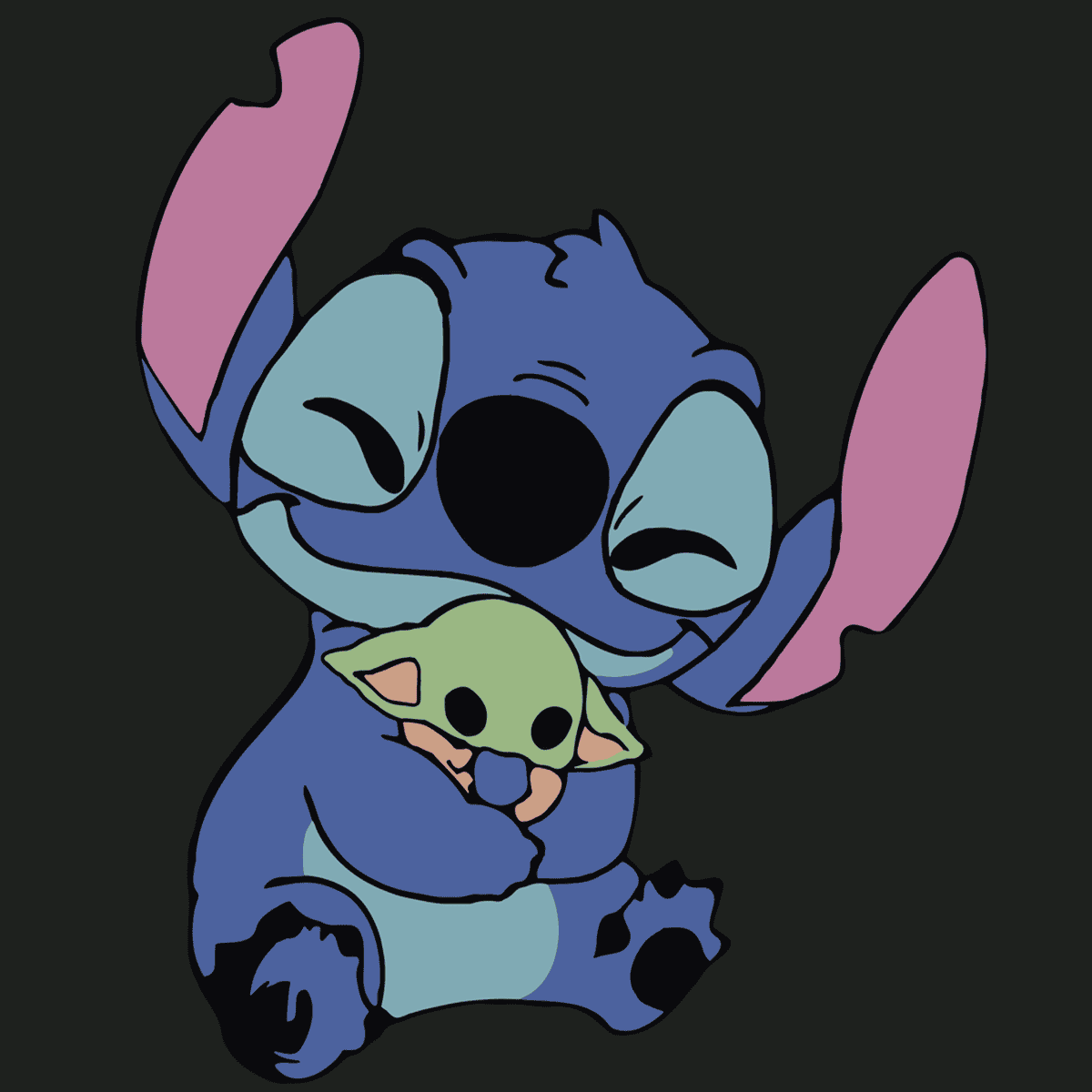 Stitch Hugs Baby Yoda Funny Star Wars Disney SVG Cricut File | Inspire ...