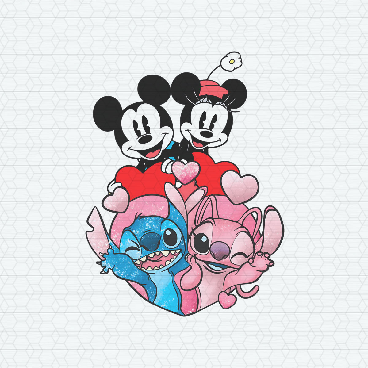 Mickey Minnie And Stitch Angel Heart PNG | Inspire Uplift