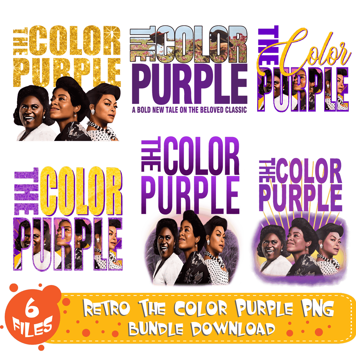 Retro The Color Purple PNG Bundle Download - Inspire Uplift