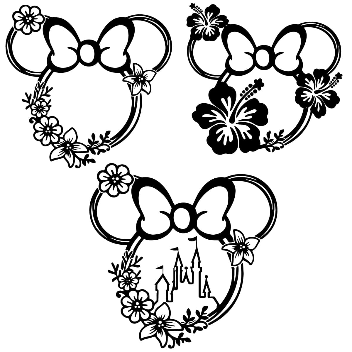 Floral Minnie Mouse Ears SVG Bundle Disney SVG Flower Wreath | Inspire ...