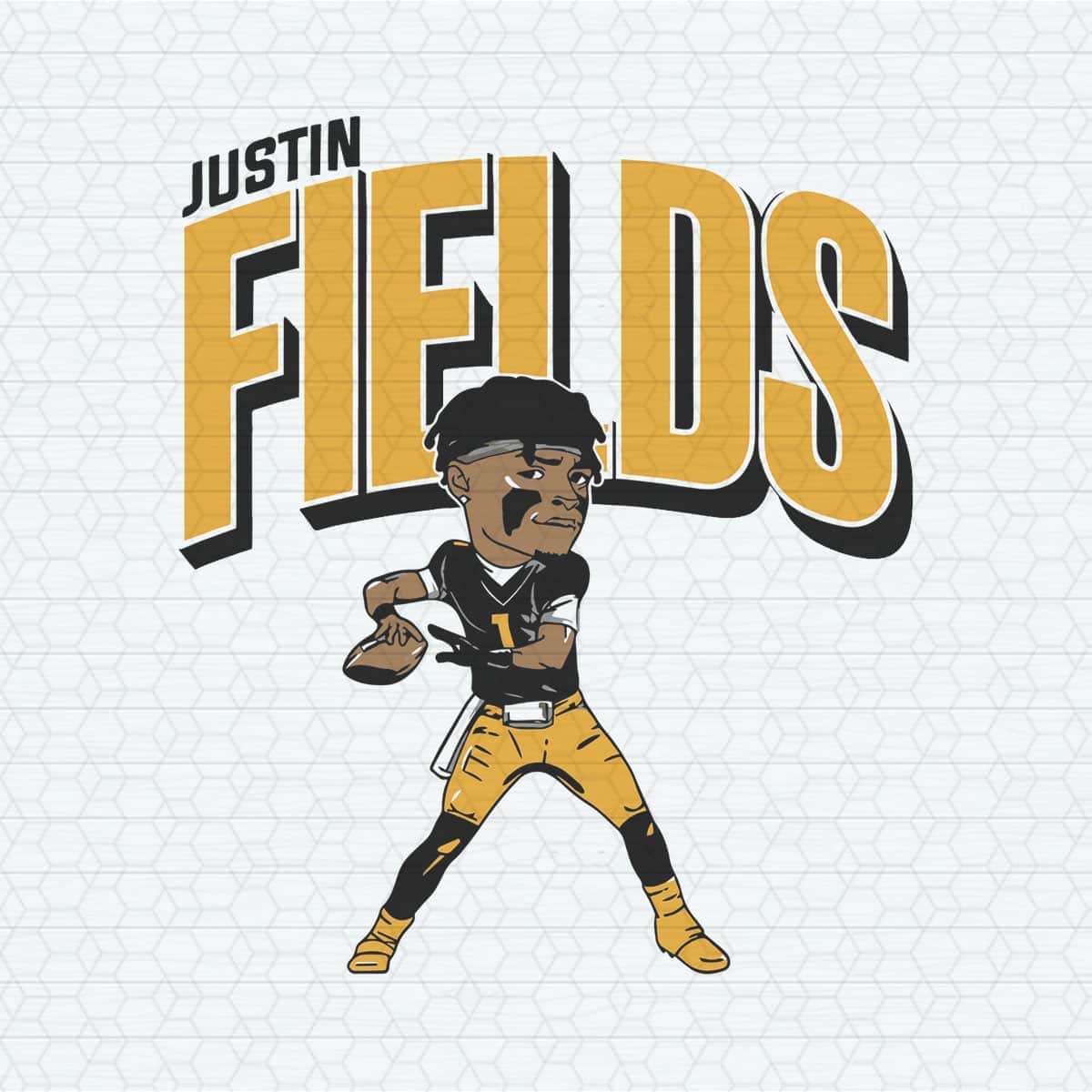 Justin Fields Pittsburgh Caricature Football Player SVG - Inspire Uplift