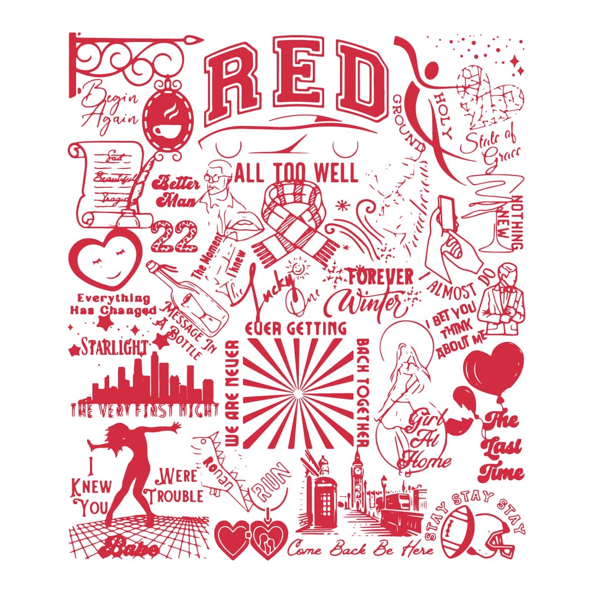 Red Taylor Swift Album Taylor Swift Song Svg Cutting Files - Inspire Uplift