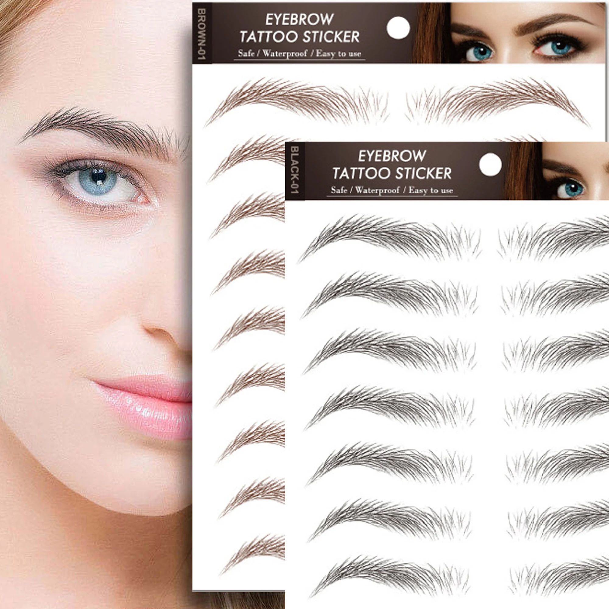 5 Sheets Waterproof Temporary Eyebrow Tattoos - Black and Br | Inspire ...