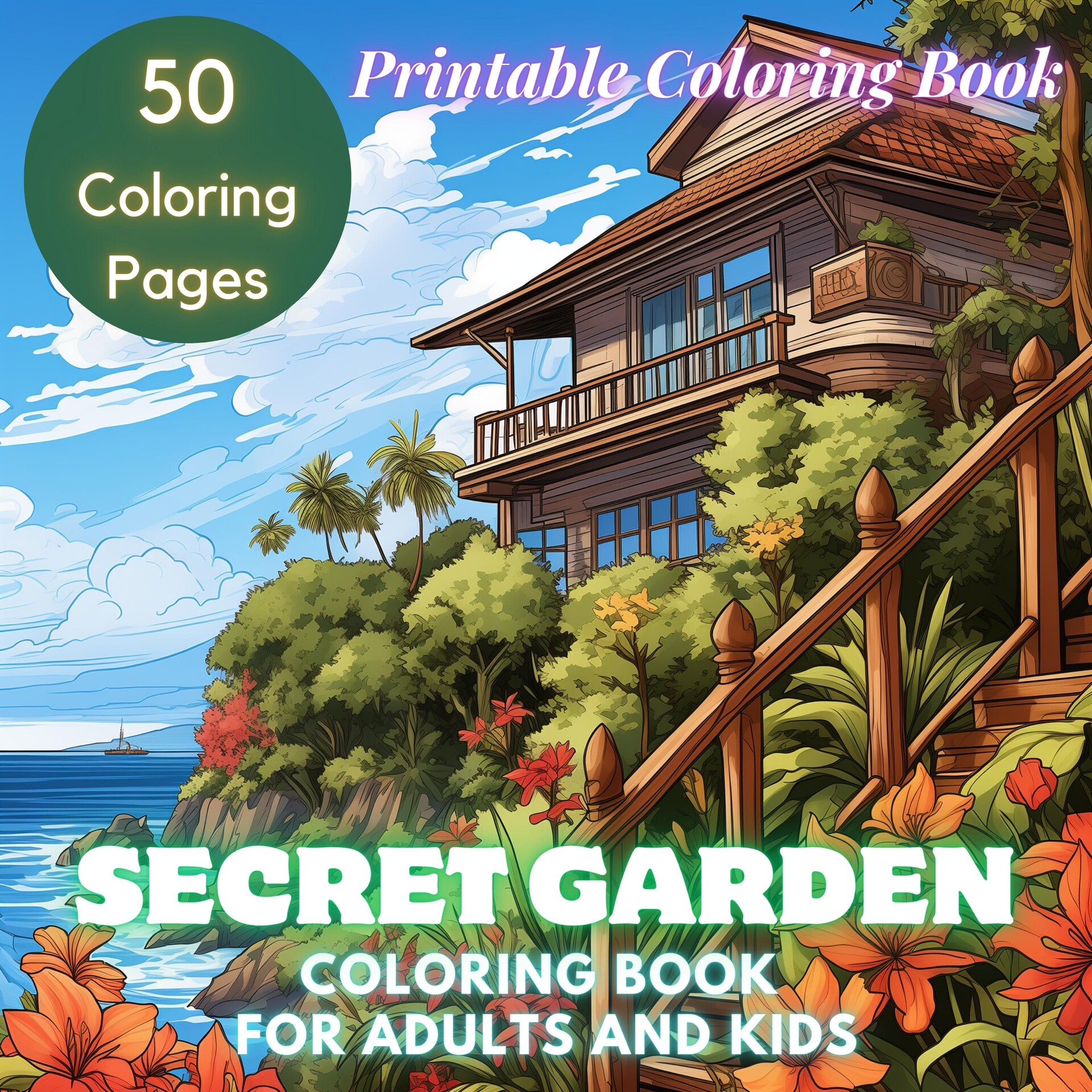 Secret Garden Coloring Book, Adults kids Instant Download, 5 - Inspire ...