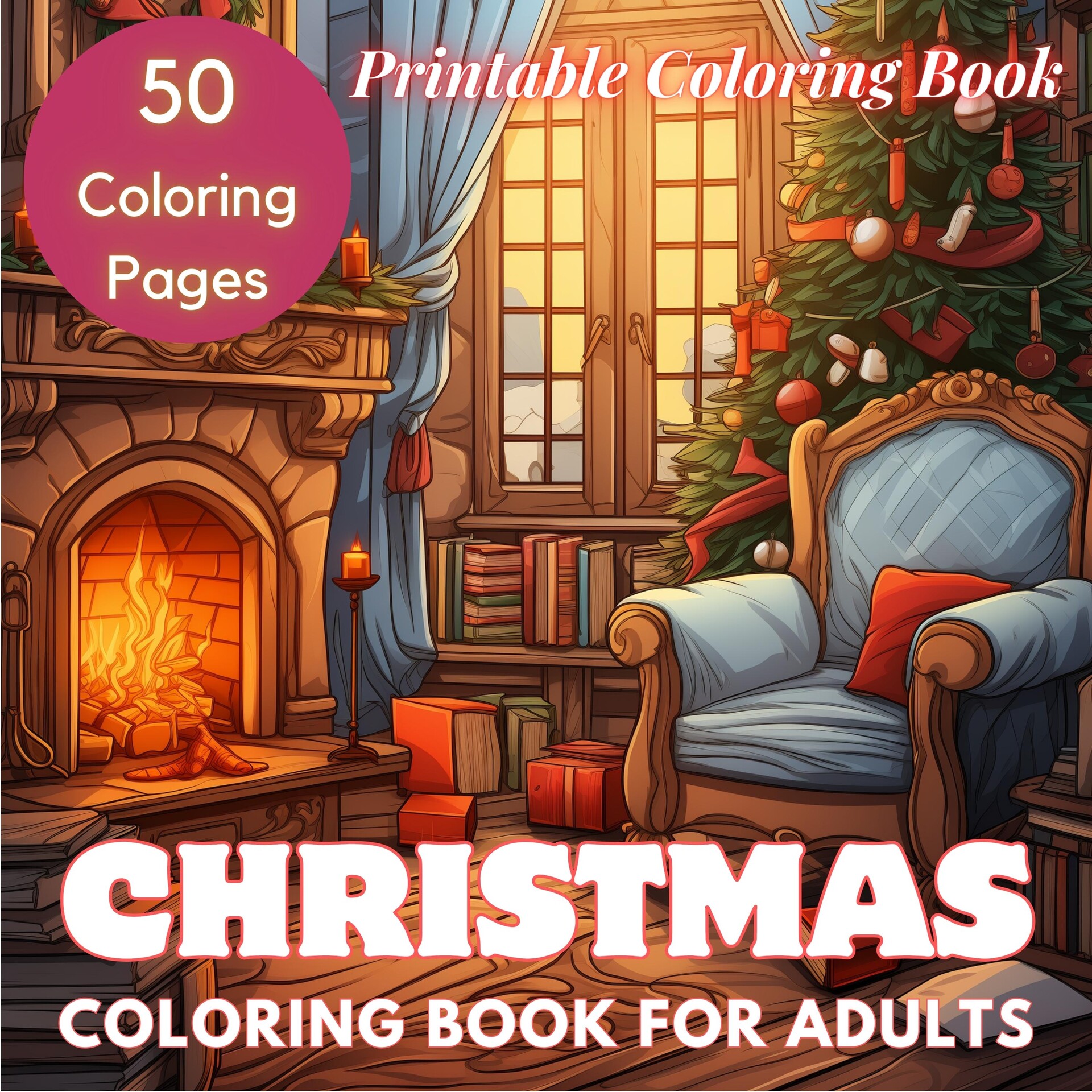 50 Christmas Big Bundle Coloring Book, Printable Xmas - Inspire Uplift