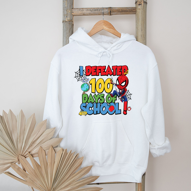 Spiderman I Defeated 100 Days Of School Hoodie Custom Hoodie | Inspire ...