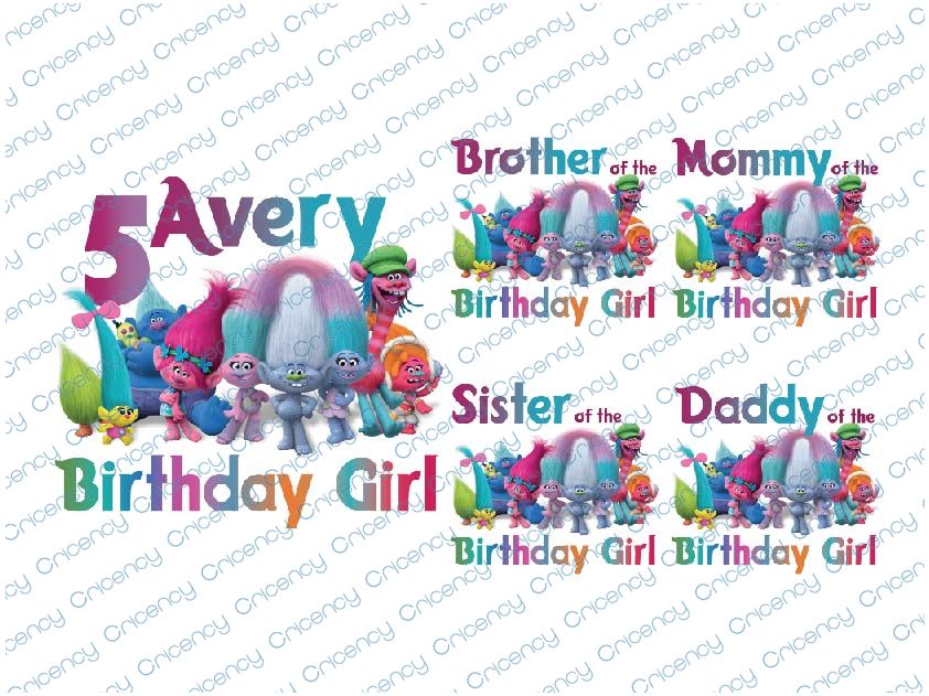 Custom Name Age Birthday Girl/Boy PNG, Trolls Clipart, Troll | Inspire ...