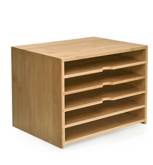 Bamboo Five Slot Paper Letter Cubby Desktop Organizer For Ho | Inspire ...