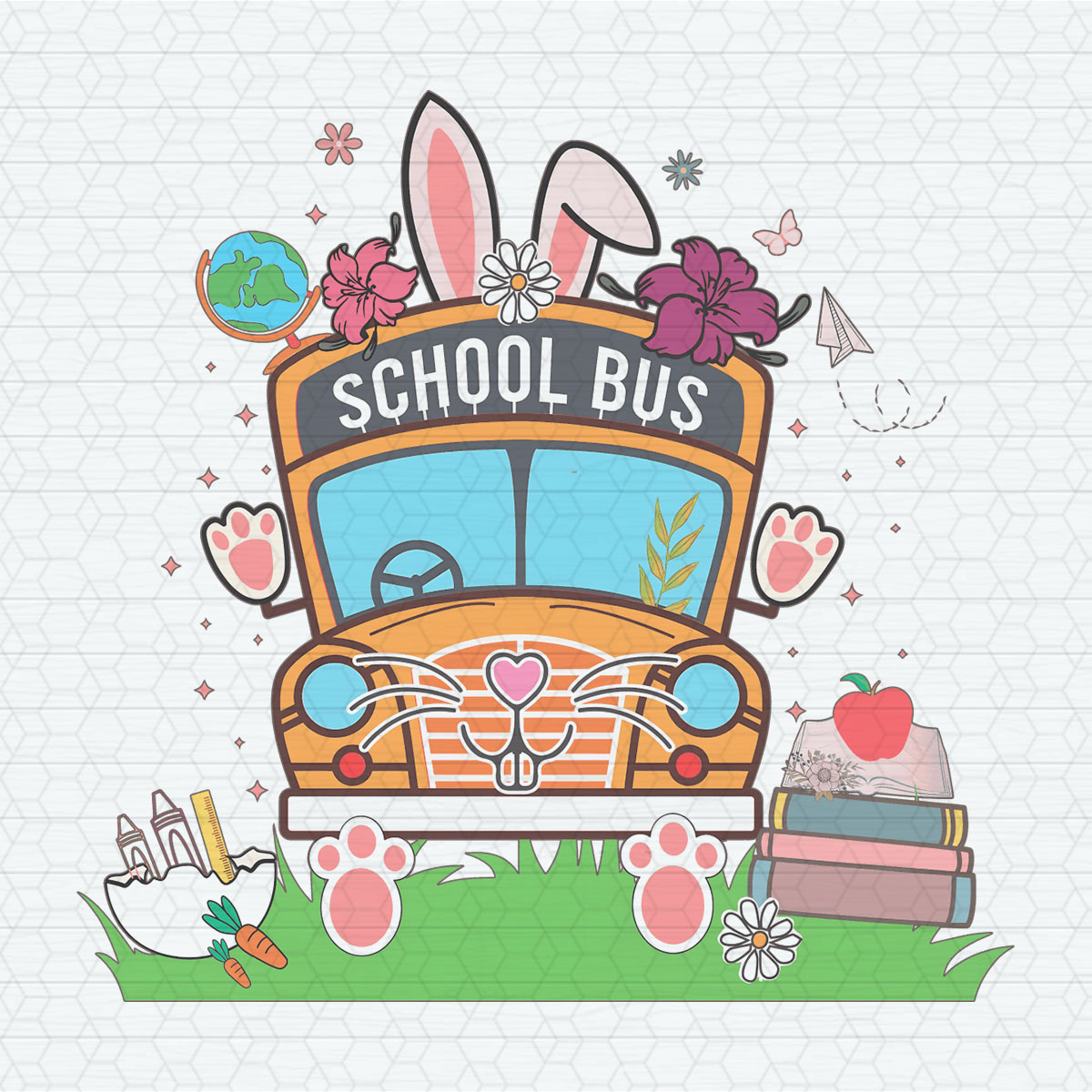 Retro Easter School Bus Driver Bunny Vibe PNG - Inspire Uplift
