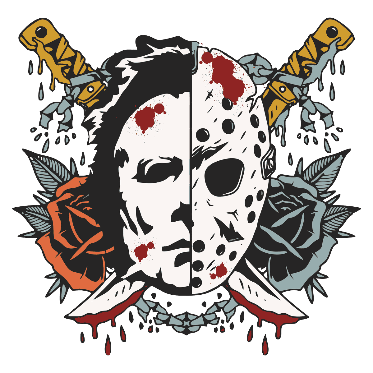 Vintage Floral Horror Movie Character Ghost Mask SVG File | Inspire Uplift