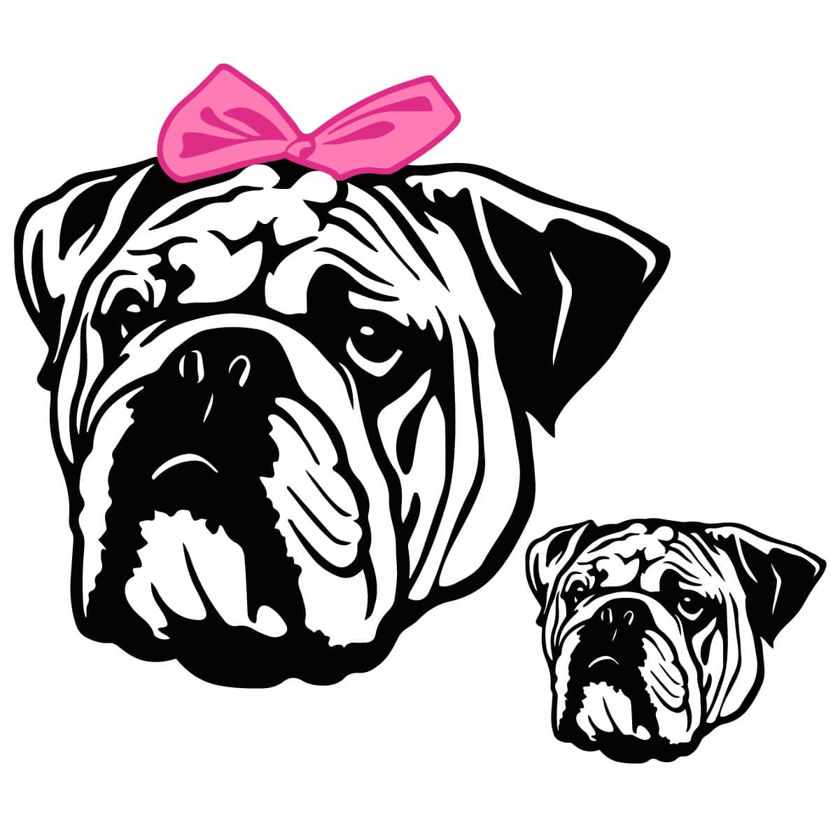 English Bulldog SVG Dog SVG Dog Face Head Bow Girly Breed SV | Inspire ...
