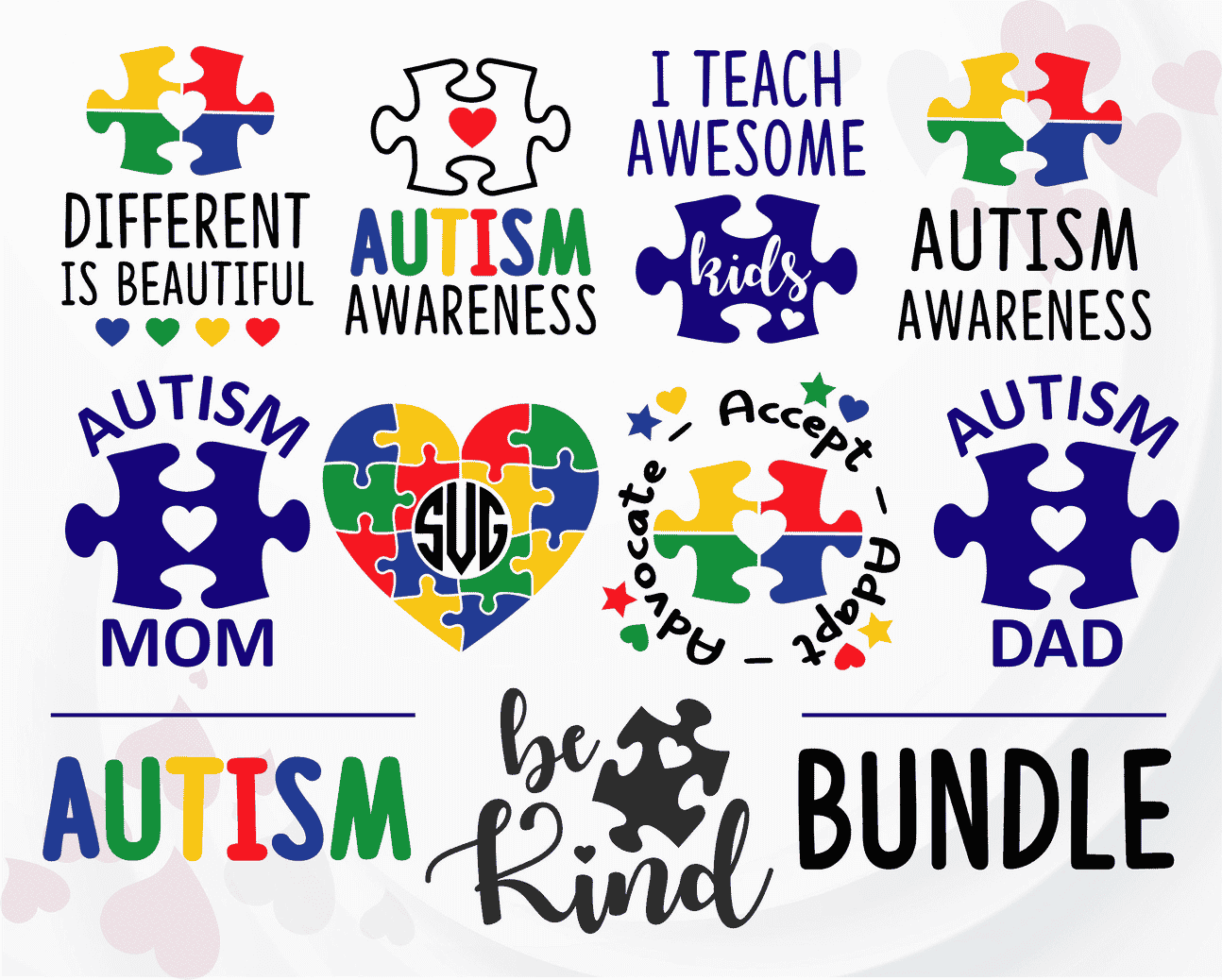 Autism SVG Bundle Autism Awareness SVG Be Kind SVG Autism Mo | Inspire ...