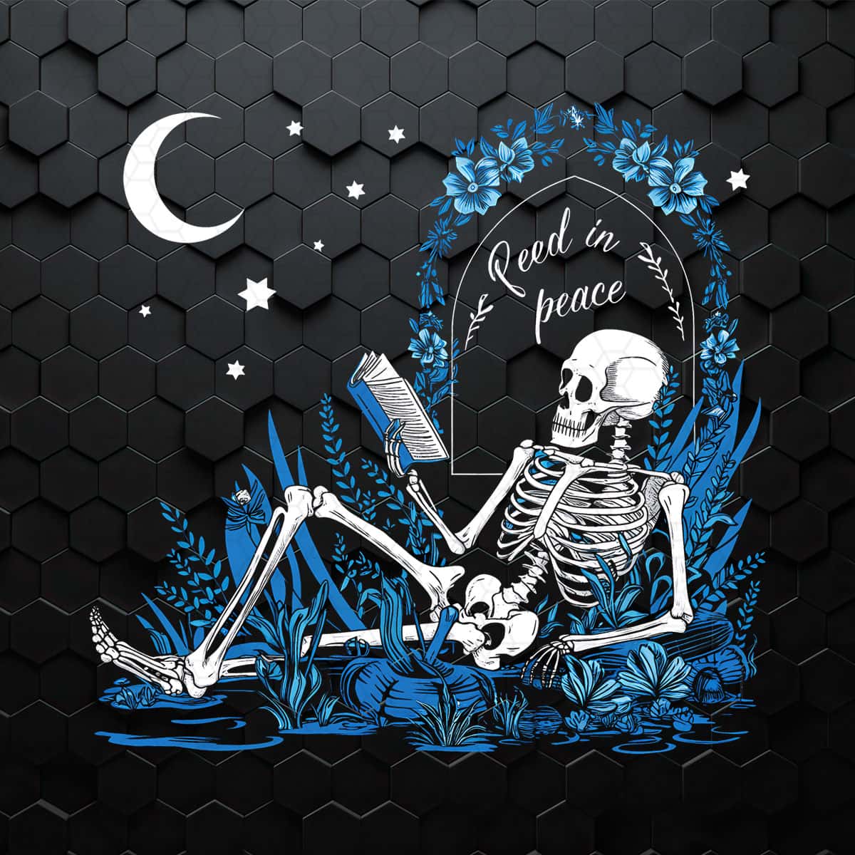 Book Lover Read In Peace Skeleton PNG Digital Download | Inspire Uplift