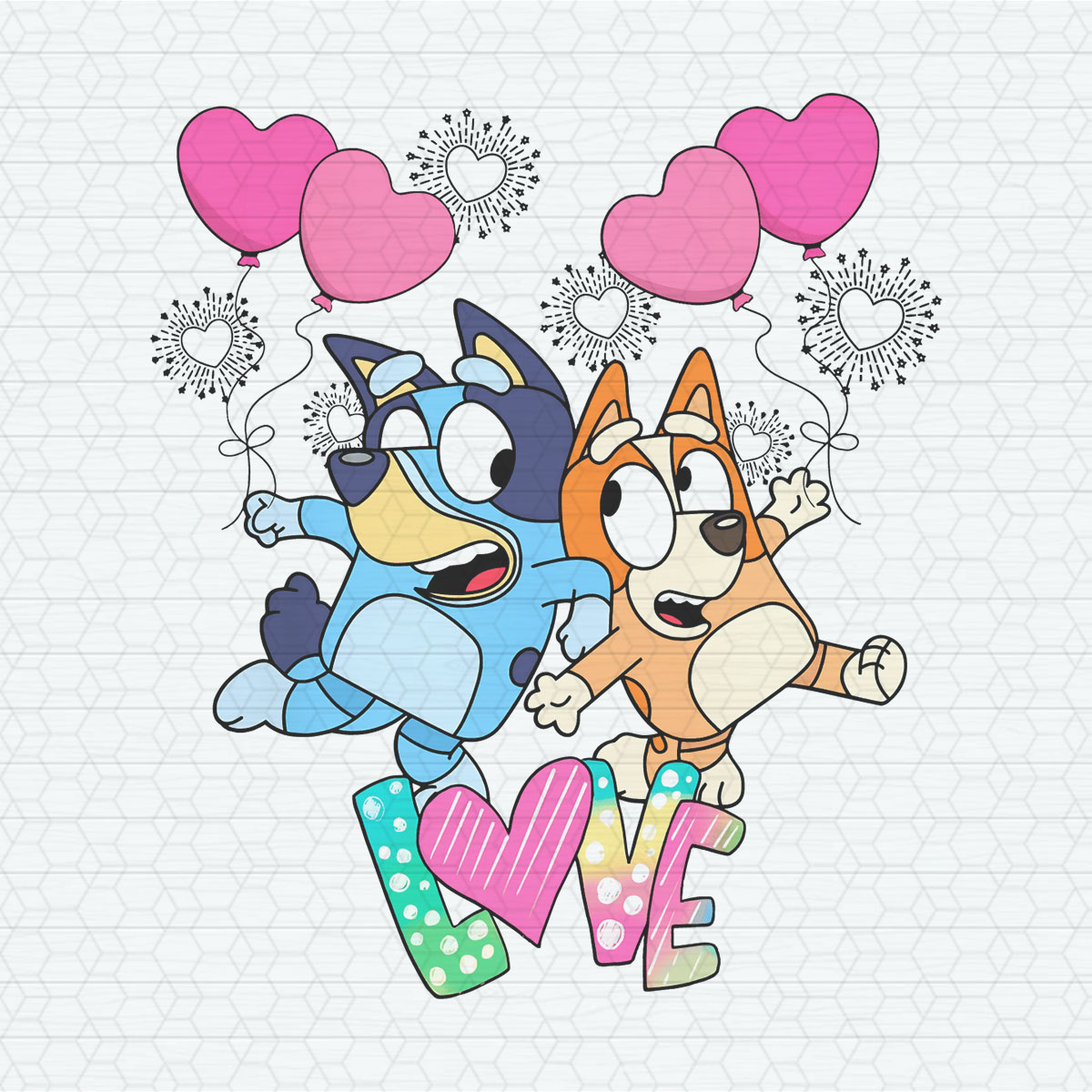 Bluey Dog And Bingo Couple Love Valentine PNG | Inspire Uplift