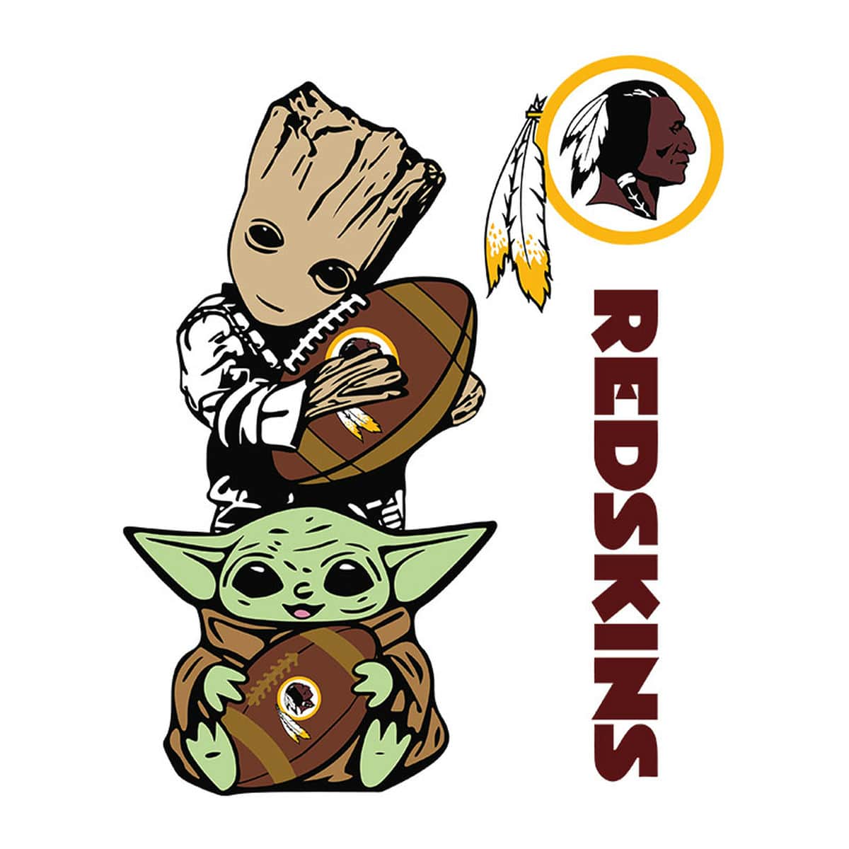 Groot And Baby Yoda Fan Washington Redskins Nfl Football SVG | Inspire ...